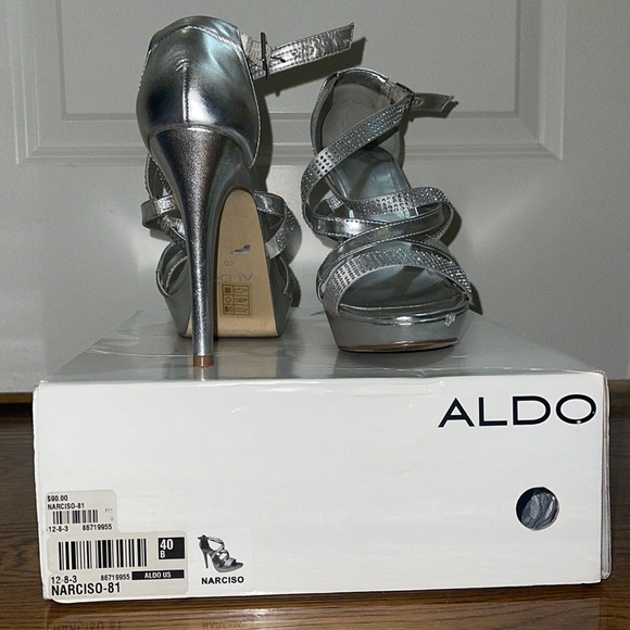 Aldo | Shoes | Aldo Silver Strappy Heels | Poshmark